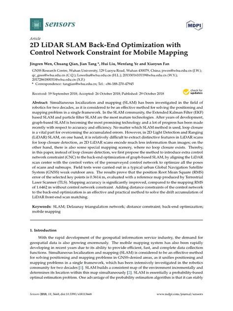 2d Lidar Slam Back End Optimization With Pdf
