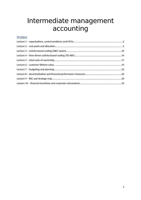 Intermediate Management Accounting Notes Acct5000 Intermediate