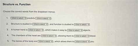 Solved Structure Vs ﻿functionchoose The Correct Words From