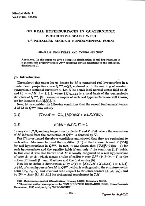 Pdf On Real Hypersurfaces In Quaternionic Projective Space With