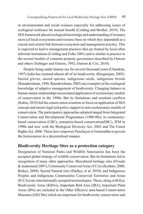 Conceptualising Framework For Local Biodiversity Heritage Sites Lbhs A Bio Cultural Model For
