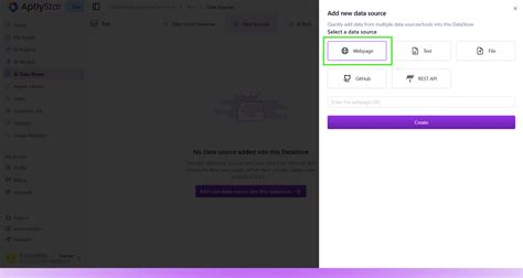 Adding Webpage Data Sources Aptlystarai Documentation