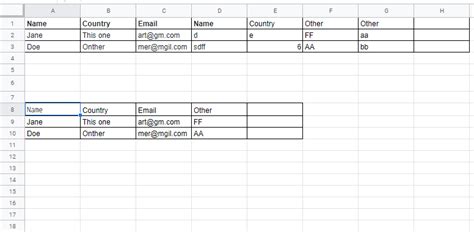 Google Sheets Get First Occurrence From Duplicate Column Headers