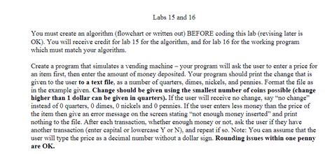 Solved Labs And You Must Create An Algorithm Chegg