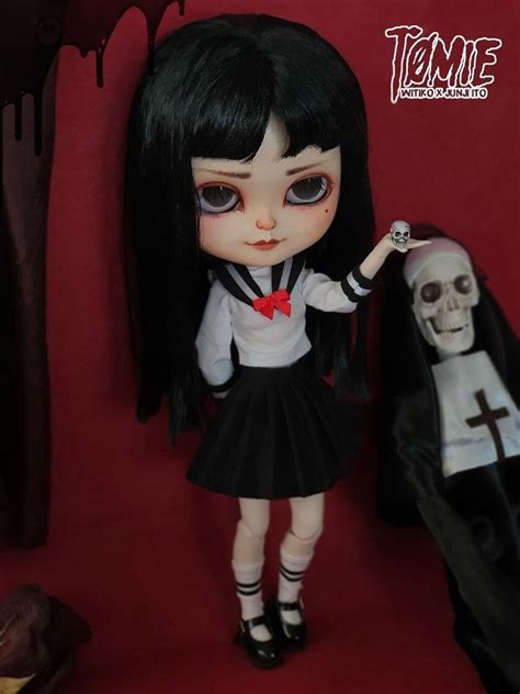 Tomie Junji Ito Inspired Ooak Blythe Doll Japanese School Girl Outfit Creepy Doll Yandere Tomie