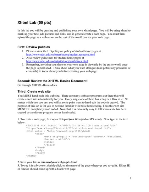 Xhtml Lab 50 Pts