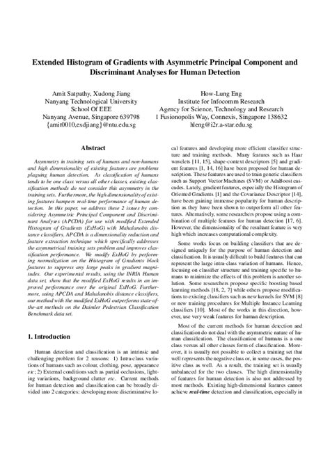 Pdf Extended Histogram Of Gradients With Asymmetric Principal Component And Discriminant
