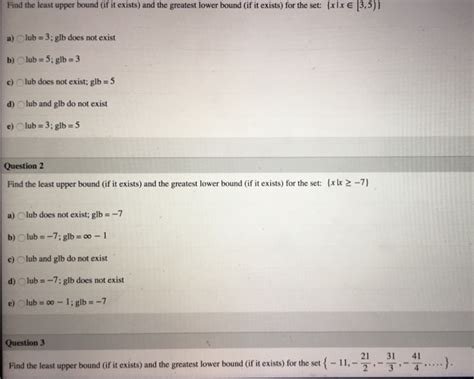 solved find the least upper bound if it exists and the