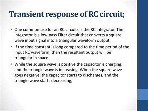 Rc Circuits And Its Transient Response Pptx Chemistry Science