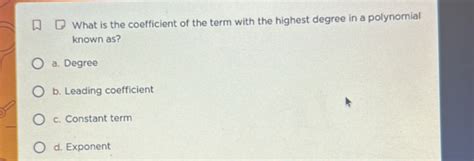 What Is The Coefficient Of The Term With The Studyx