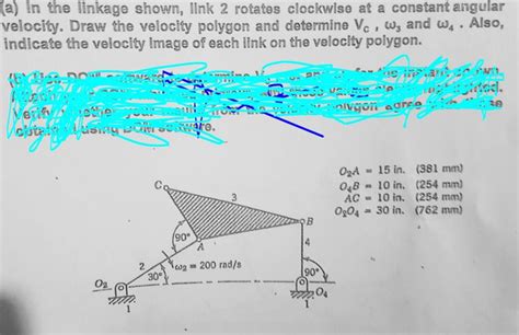 solved in the linkage shown link 2 rotates clockwise at a