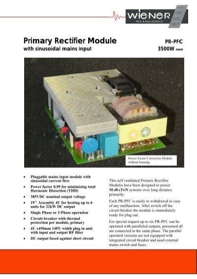 Primary Rectifier Module PFC Data Sheet CERN PH ESE Group
