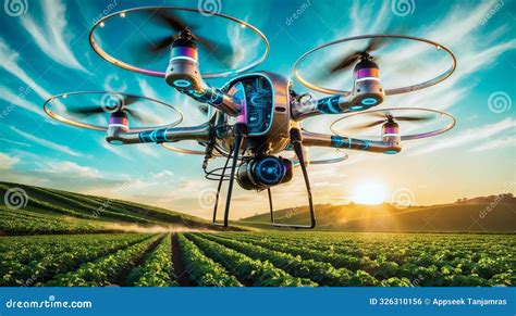 An Advanced Autonomous Robot Drone Equipped With Sensors And Ai Technology Is Operating In An