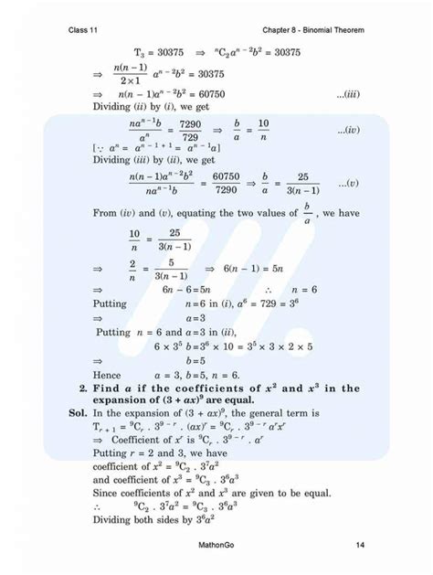 NCERT Solutions For Class 11 Maths Chapter 8 Binomial Theorem MathonGo