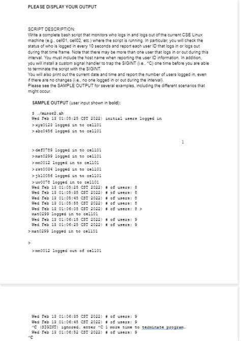 Solved PLEA SE DISPLAY YOUR OUTPUT SCRIPT DESCRIPTION Write Chegg Com