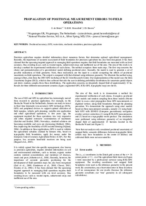 Pdf Propagation Of Positional Measurement Errors To Field Operations