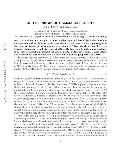 Pdf On The Origin Of Gamma Ray Bursts
