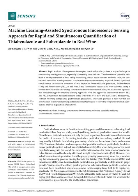 Pdf Machine Learning Assisted Synchronous Fluorescence Sensing Approach For Rapid And