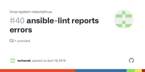 Ansible Lint Reports Errors · Issue 40 · Linux System Rolesselinux · Github
