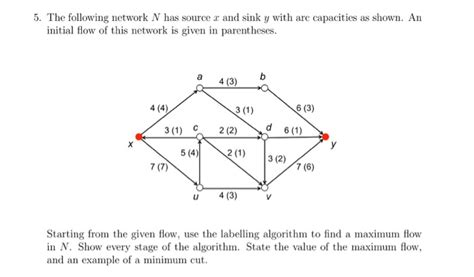 solved the following network n has source x and sink y with