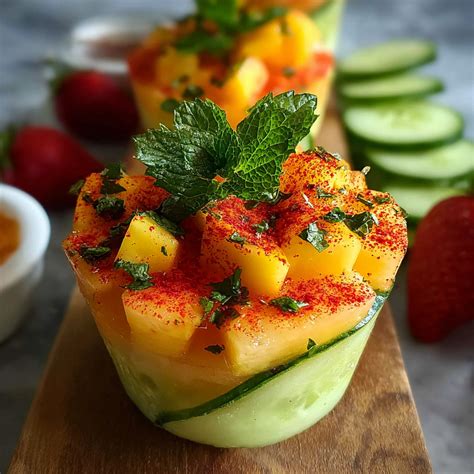 Cucumber Mango Chamoy Cups Easy 5 Minute Mexican Recipe