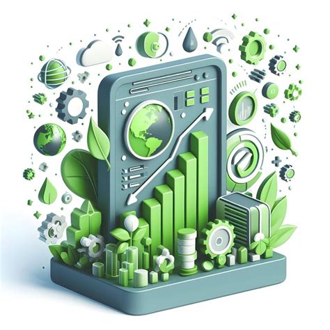 Green Data Visualization Flat 3d Icons For Environmental Reporting Promoting Ecofriendly