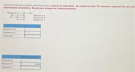 Solved Solve The Following Problem With Excel Solver Leave Chegg