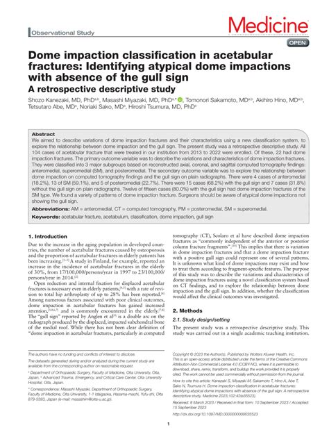 Pdf Dome Impaction Classification In Acetabular Fractures Identifying Atypical Dome