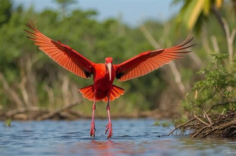 Premium Photo Scarlet Ibis Eudocimus Ruber Exotic Red Bird Nature