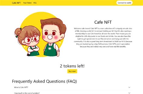 erc721 nft contract cafe dapp built using react js