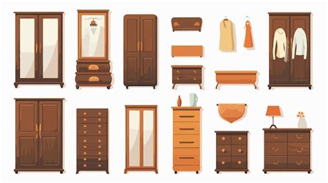 Classic Wardrobe Set Isolated Elements Premium Ai Generated Vector