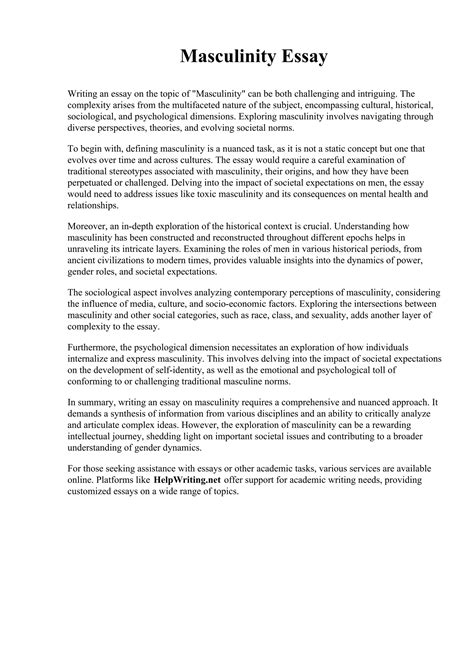 Masculinity Essay First Coast Technical College Pdf