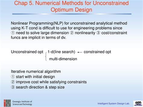 Ppt Chap 5 Numerical Methods For Unconstrained Optimum Design