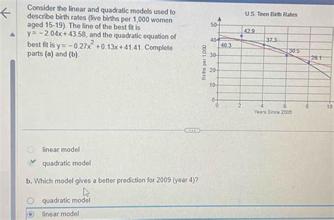 solved consider the linear and quadratic models used to describe birth
