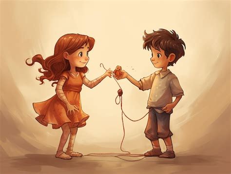 Premium Photo Cartoon Boy Girl Playing String Fun Animation