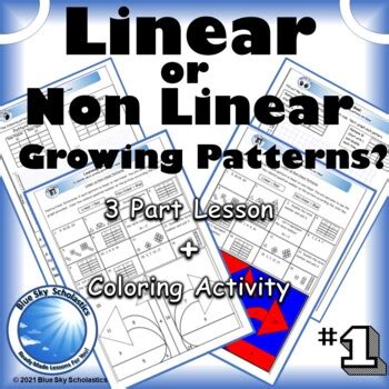 Identifying Linear And Non Linear Patterns 3 Part Lesson And Coloring Sheet