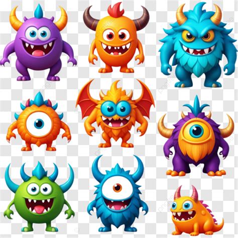 Set Of Cartoon Monster Icons Monster Clipart Cartoon Clipart Shirt