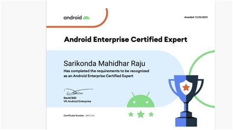 Mahidhar Raju Sarikonda On Linkedin Androidenterprise Expertcertification Androiddevelopment