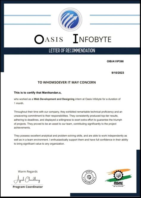 manikandan s on linkedin internship careerdevelopment oasisinfobyte