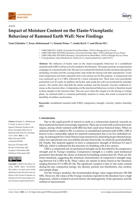 Pdf Impact Of Moisture Content On The Elasto Viscoplastic Behaviour
