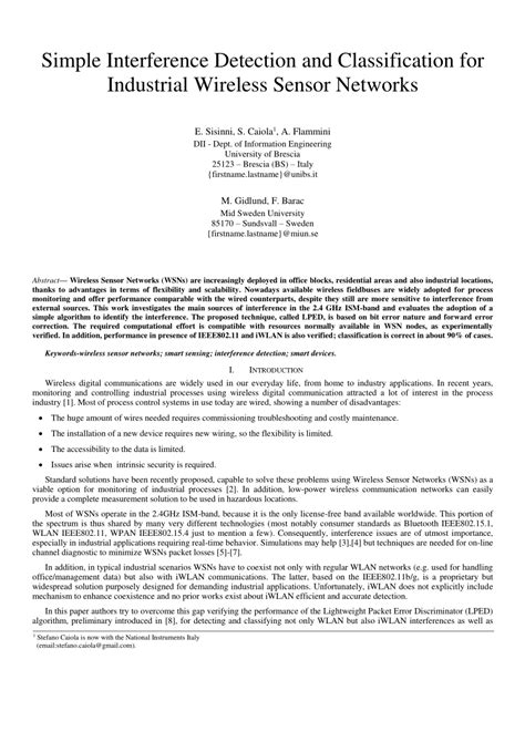 Pdf Simple Interference Detection And Classification For Industrial