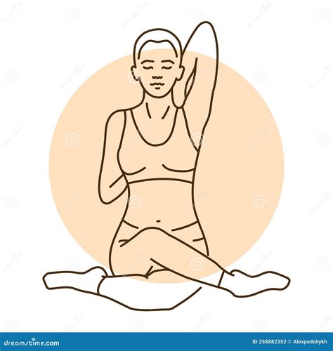 Gomukhasana Cow Pose Color Line Illustration Pictogram For Web Page