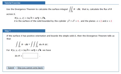 solved tutorial exercise use the divergence theorem to