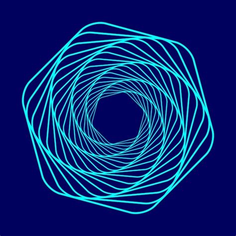 Premium Vector Abstract Swirling Hexagon Symbols Twisted Wireframe Tunnel Curved Blue Shape