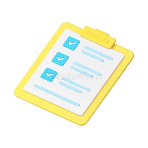 Checklist Summary Yellow Clipboard Checkbox Complete Task To Do 3d Icon Realistic Vector Stock