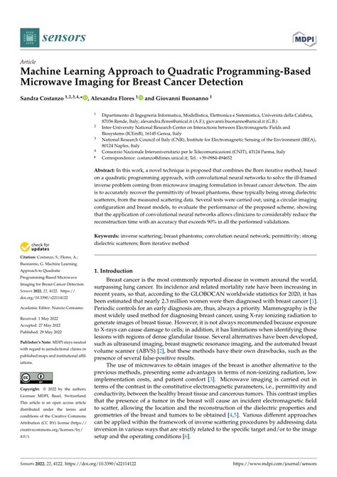 pdf machine learning approach to quadratic programming based microwave imaging for breast