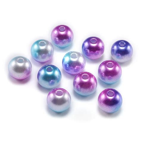 여러 가지 빛깔의 모조 진주 구슬 둥근 플라스틱 아크릴 스페이서 느슨한 구슬 보석 만들기 용품 구멍 포함 3mm 4mm 6mm 8mm 10mm 12mm