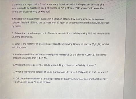 solved 1 glucose is a sugar that is found abundantly in