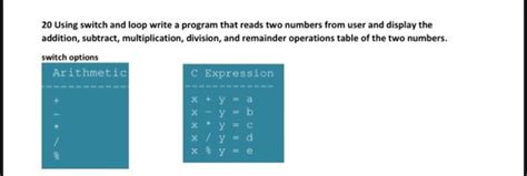 solved 20 using switch and loop write a program that reads