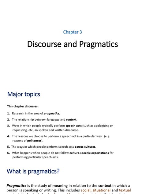 Chapter 3 Discourse And Pragmatics Pdf Semantics Linguistics